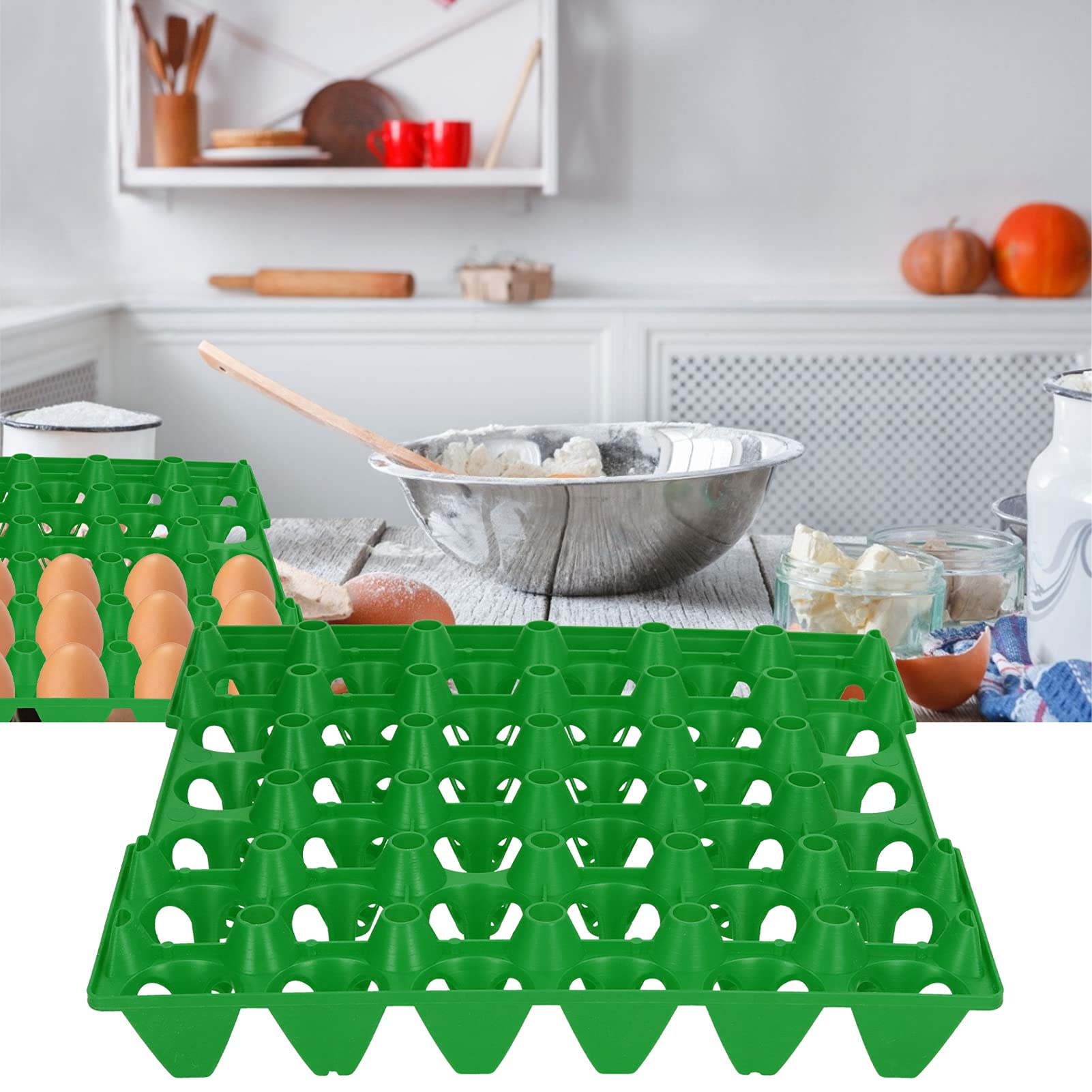 5PCS Plastic Egg Tray Egg Crates 30 Egg Flats for Home Chicken Farmers Stackable Egg Cartons Hold Multiple Eggs Great for Storing Sorting and Shipping Eggs(Green)