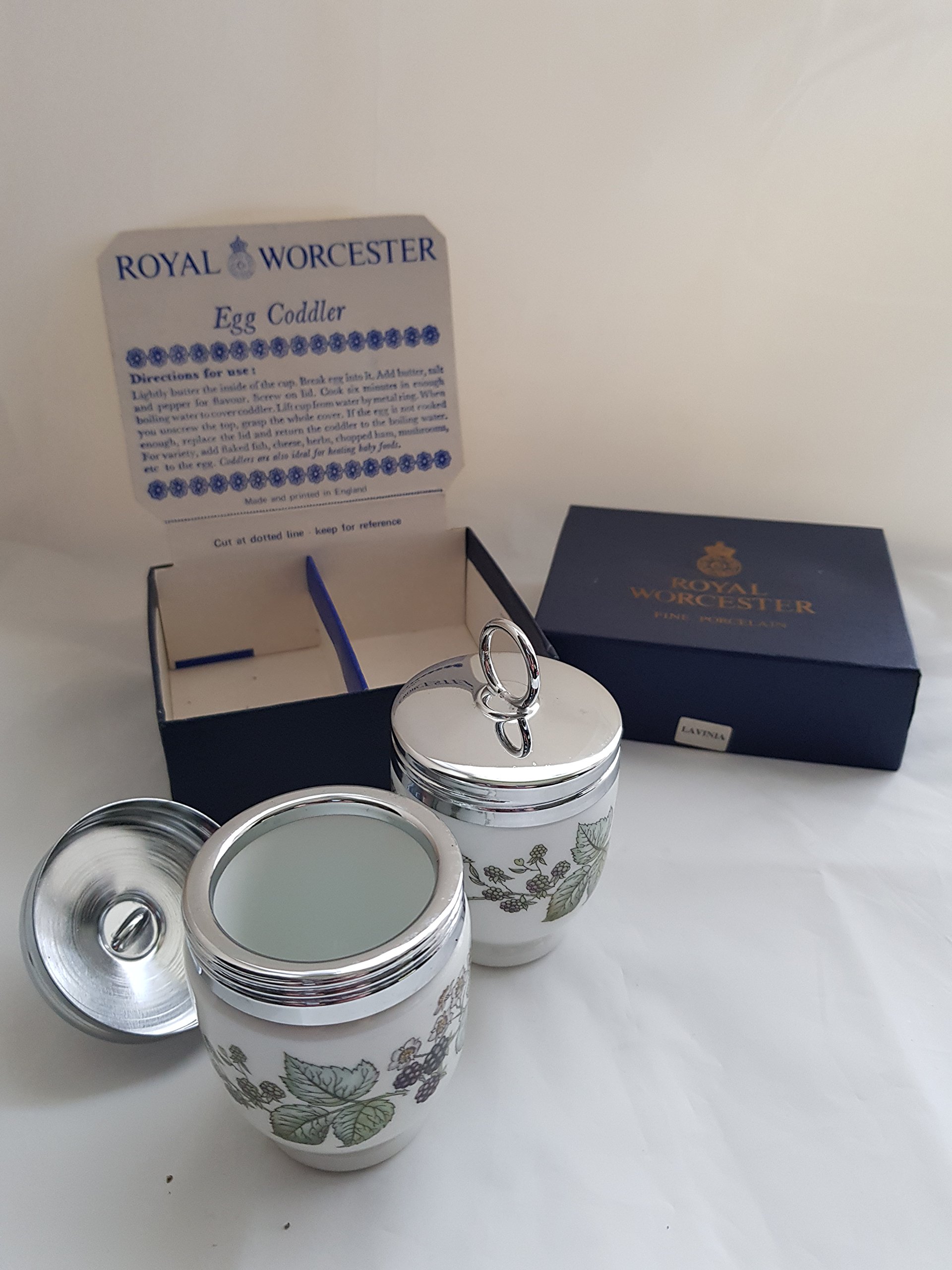 Royal Worcester Egg Coddler Pair Lavinia Berries Pattern