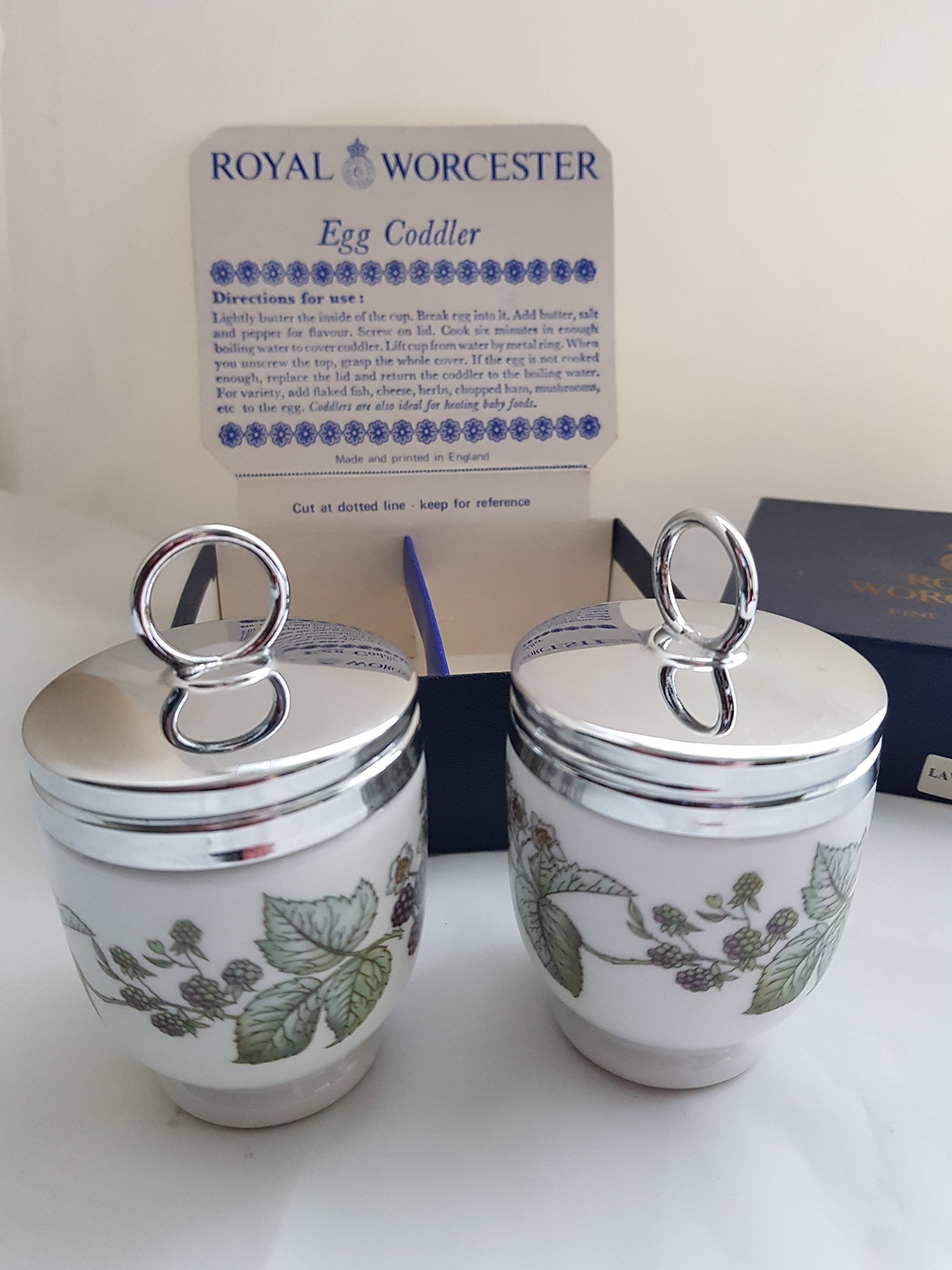 Royal Worcester Egg Coddler Pair Lavinia Berries Pattern