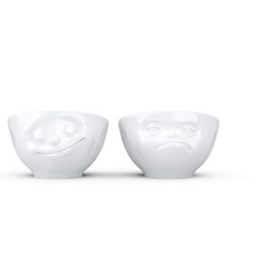 fiftyeight products tassen porcelain egg cup set no. 3, happy & hmpff face edition, white (set of two egg cups)