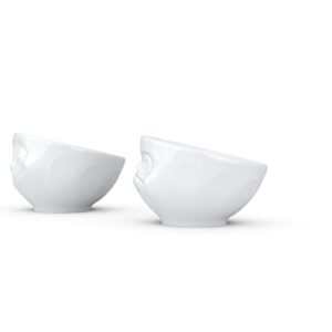 FIFTYEIGHT PRODUCTS TASSEN Porcelain Egg Cup Set No. 3, Happy & Hmpff Face Edition, White (Set of Two Egg Cups)