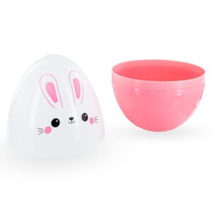 Large Bunny Giant Jumbo Size White and Pink Plastic Easter Egg 10 Inches