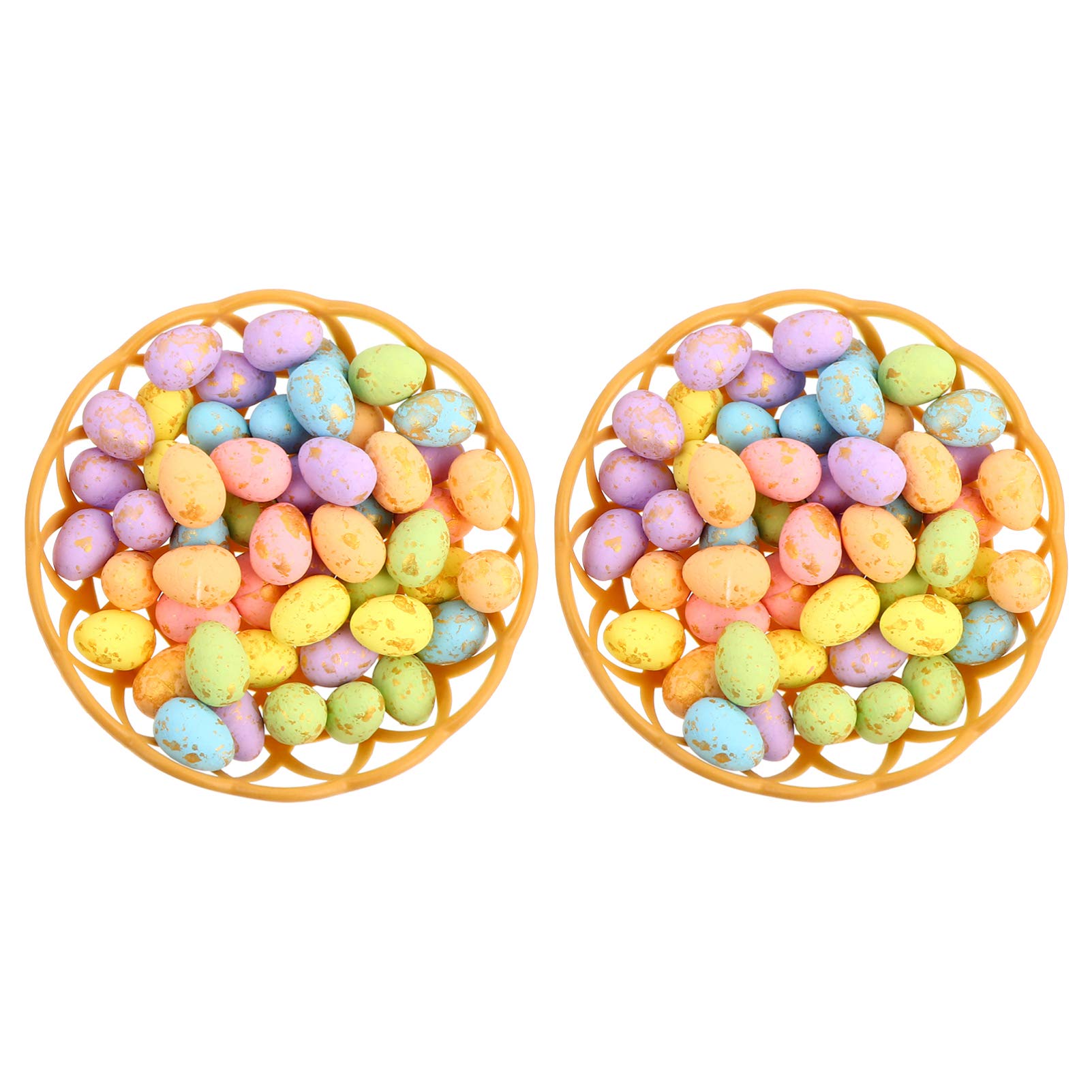 NUOBESTY 100pcs Easter Eggs Ornament Mini Foam Egg with Basket for Crafts and Spring Easter Party Decorations