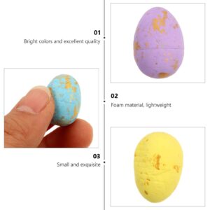 NUOBESTY 100pcs Easter Eggs Ornament Mini Foam Egg with Basket for Crafts and Spring Easter Party Decorations