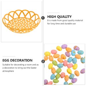 NUOBESTY 100pcs Easter Eggs Ornament Mini Foam Egg with Basket for Crafts and Spring Easter Party Decorations