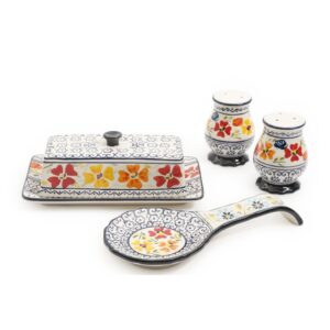 gibson elite hand-painted dinnerware set, 4-piece accessory, luxembourg