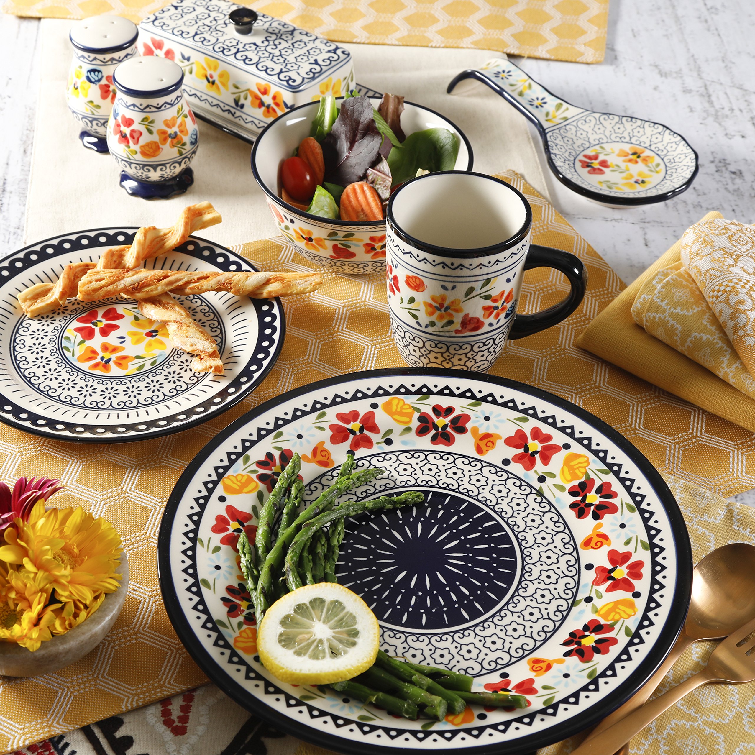 Gibson Elite Hand-Painted Dinnerware Set, 4-Piece Accessory, Luxembourg