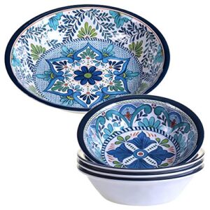 cerified international talavera 5-piece melamine salad/serving, set, multicolored