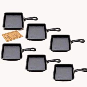 Old Mountain Square Single Serve Cast Iron Skillet - Preseasoned Set of 6