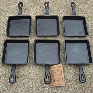 Old Mountain Square Single Serve Cast Iron Skillet - Preseasoned Set of 6