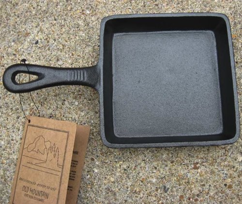 Old Mountain Square Single Serve Cast Iron Skillet - Preseasoned Set of 6