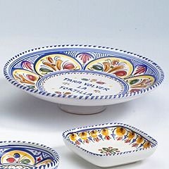 el puente del arzobispo hand painted ceramic spanish tortilla plate (10 in wide)