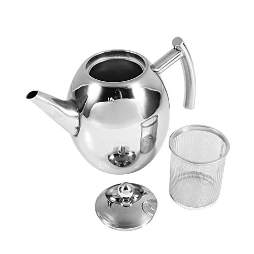 Teapot Coffee Pot Kettle With Filter Large Capacity Beverage Serveware Coffee Servers Stainless Steel Durable(1500ml)