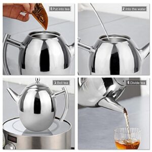 Teapot Coffee Pot Kettle With Filter Large Capacity Beverage Serveware Coffee Servers Stainless Steel Durable(1500ml)