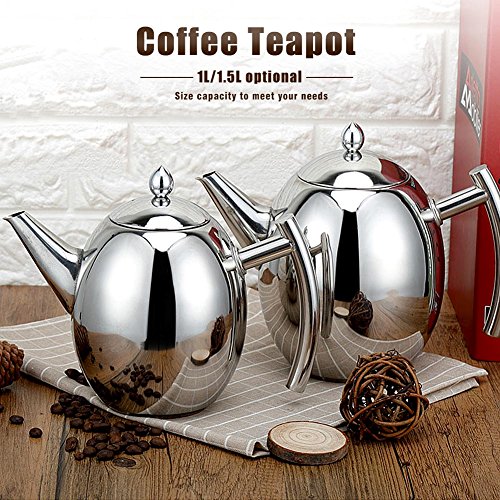 Teapot Coffee Pot Kettle With Filter Large Capacity Beverage Serveware Coffee Servers Stainless Steel Durable(1500ml)