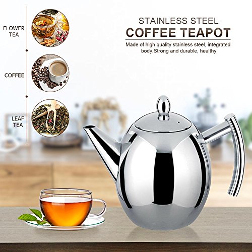 Teapot Coffee Pot Kettle With Filter Large Capacity Beverage Serveware Coffee Servers Stainless Steel Durable(1500ml)