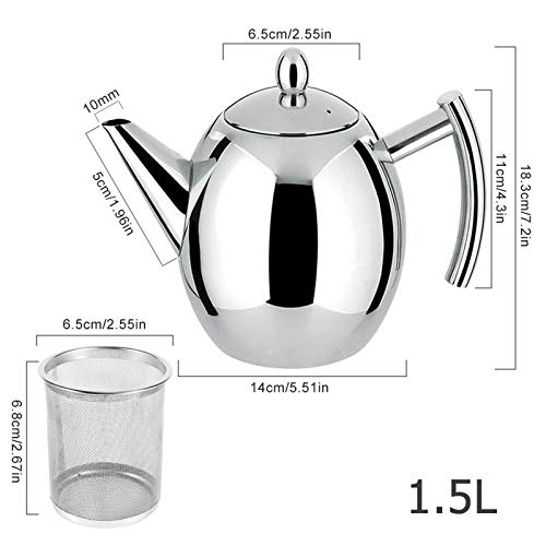 Teapot Coffee Pot Kettle With Filter Large Capacity Beverage Serveware Coffee Servers Stainless Steel Durable(1500ml)