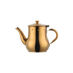 color me! 17oz stainless steel gooseneck teapot color me metal gooseneck tea pot with filter coffee server olive oil can table serving pot for home, restaurant, hotel, outdoor, dishwasher safe(gold)