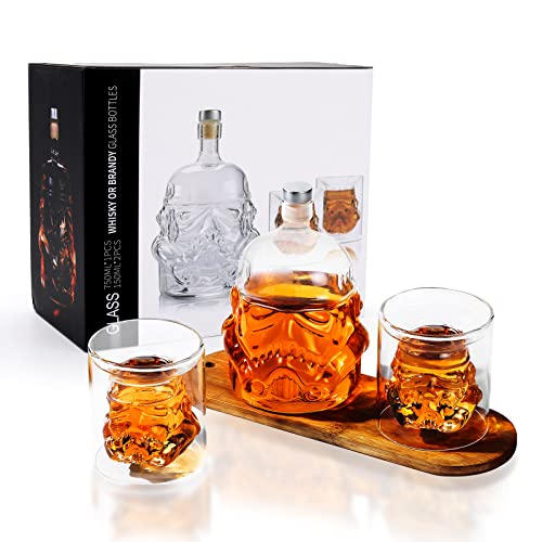 PYPIBAWLY Transparent Creative Whiskey Decanter Set Bottle with 2 Wine Glasses 150ml for liquor, Bourbon, Scotch, Vodka, Whikey Decanter Valentines Gifts for Men Women (750ml) (1decanter+2glasses)