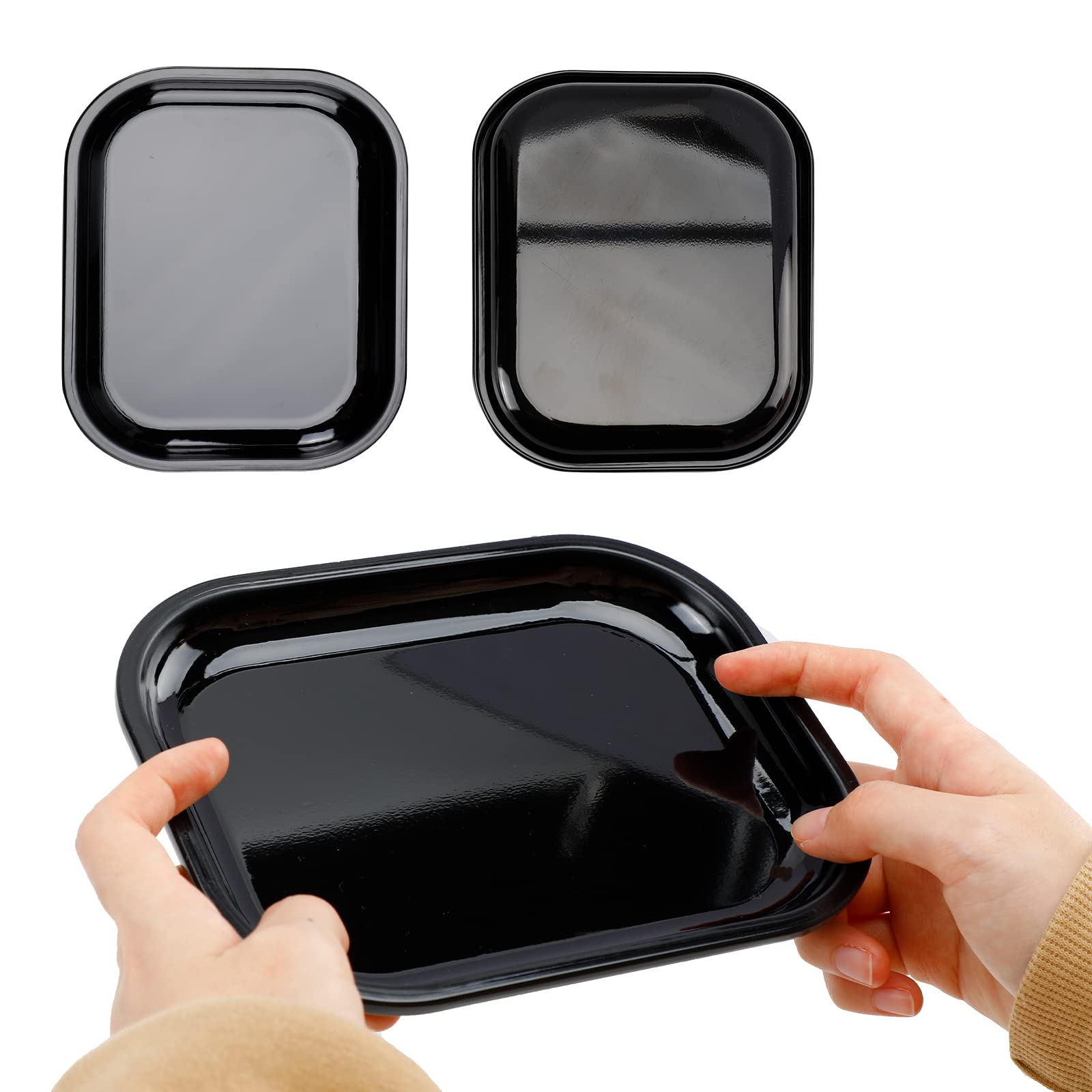 Metal Tray with Soft Magnetic Lid Black Tray with Spill Proof Cover Small Mini Rolling Trays Storage for Home or On-The-Go