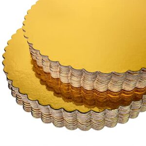 25-Pack 8 inch Sturdy Round Cake Boards,Small Gold Cake Circles Plate Cardboard Scalloped Base,Pack of 25