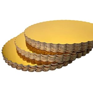 25-Pack 8 inch Sturdy Round Cake Boards,Small Gold Cake Circles Plate Cardboard Scalloped Base,Pack of 25