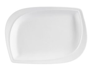 cac china asp-12 aspen tree 10-inch by 7-inch new bone white porcelain leaf shape rectangular platter, box of 12