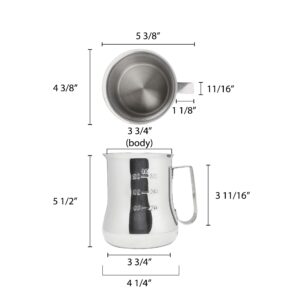 Thunder Group SLMP0040 Espresso Milk Pitcher with Measuring Scale, 40-Ounce