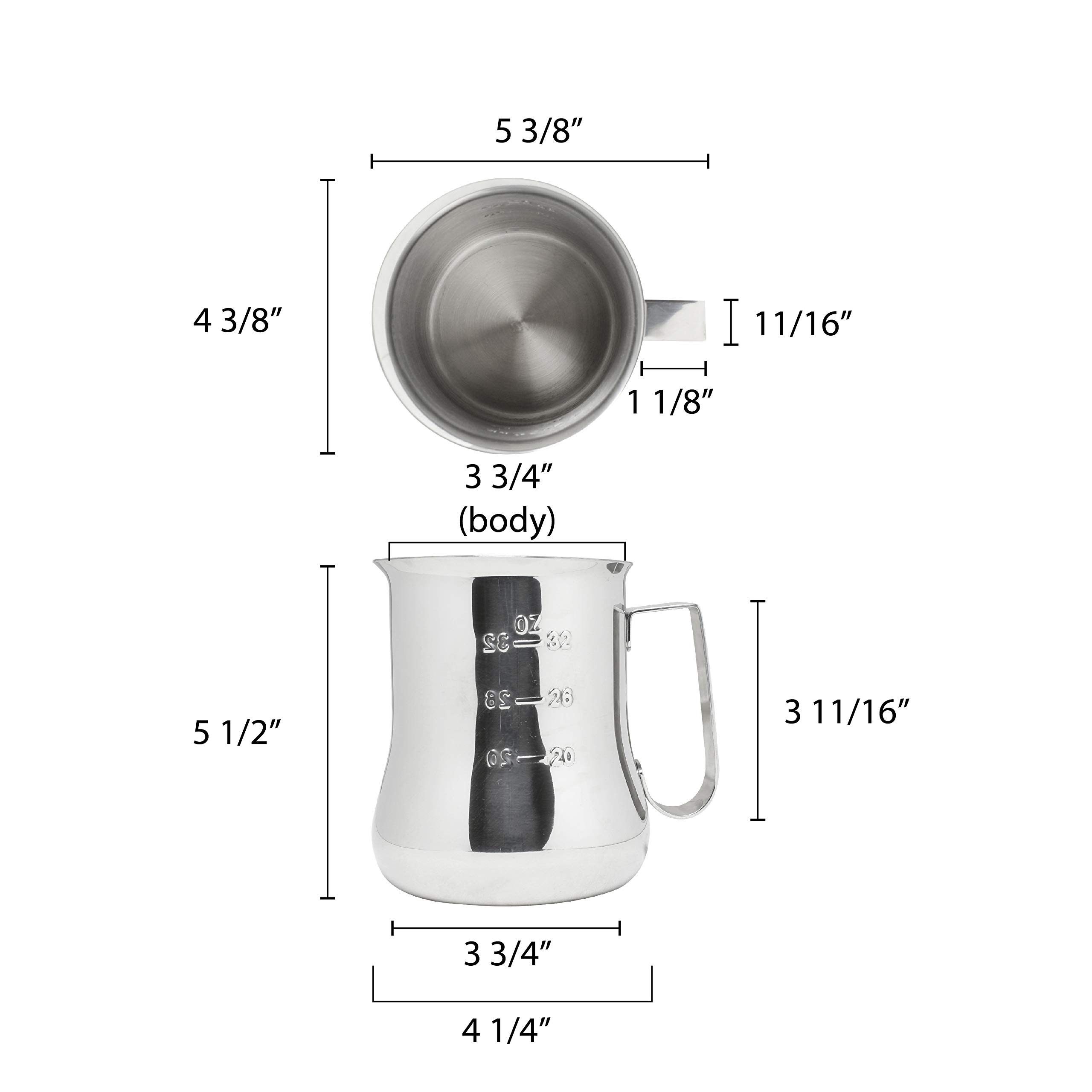 Thunder Group SLMP0040 Espresso Milk Pitcher with Measuring Scale, 40-Ounce