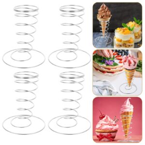 Hemoton 4pcs Cone Ice Cream Exhibition Cone Display Stand Waffle Cone Display Holder Ice Cream Stand Cupcake Toppers Shelf Brackets Waffles Ice Cream Cone Holder Stainless Steel Plant Food