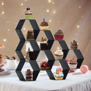 Black Honeycomb Hexagon Cake Display Stand