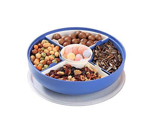 XKXKKE Divided Serving Dishes with Lid,Serving Bowls,Multifunctional Party Snack Tray for Fruits,Nuts,Candies,Crackers,Veggies Blue