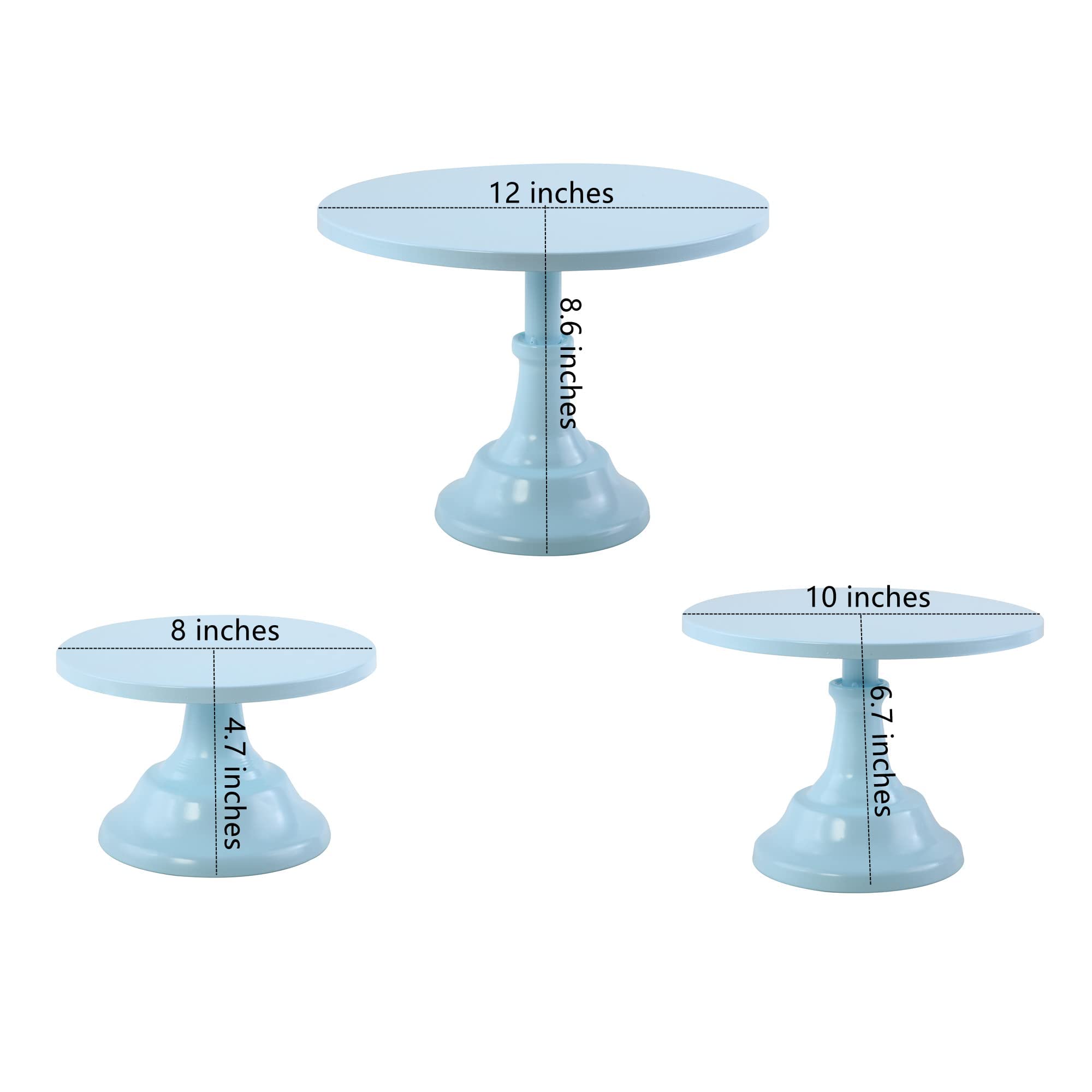 LIFESTIVAL Set of 3 Blue Cake Stand Round Metal Dessert Table Stands Display Plate for Party Wedding Birthday Baby Shower Celebration Home Decoration