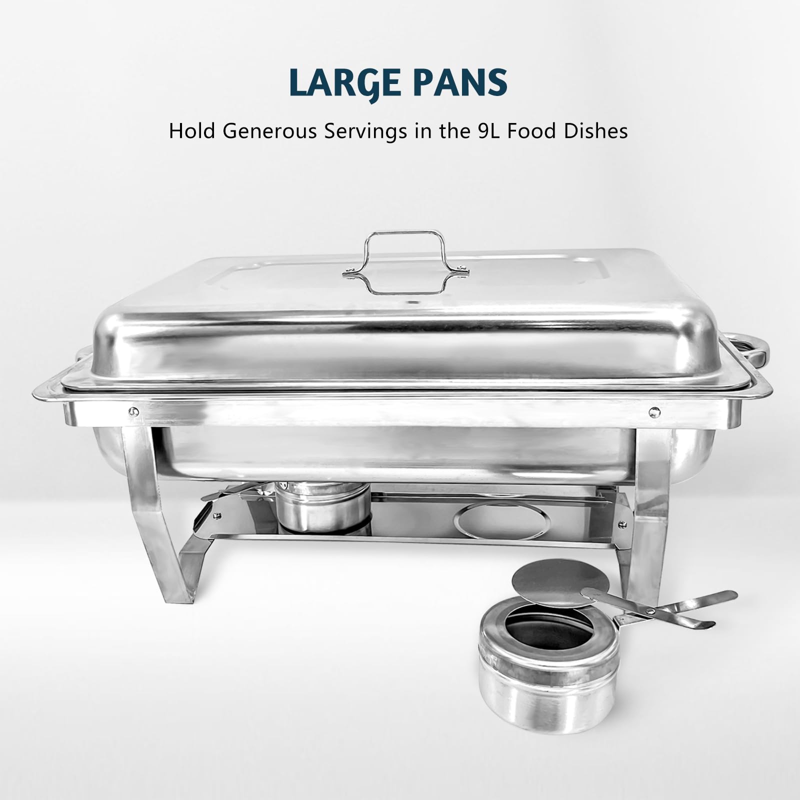 Jacgood Chafing Dish Buffet Set 4 Pack 8QT Stainless Steel Food Warmer Chafer Complete Set with Water Pan, Chafing Fuel Holder for Party Catering