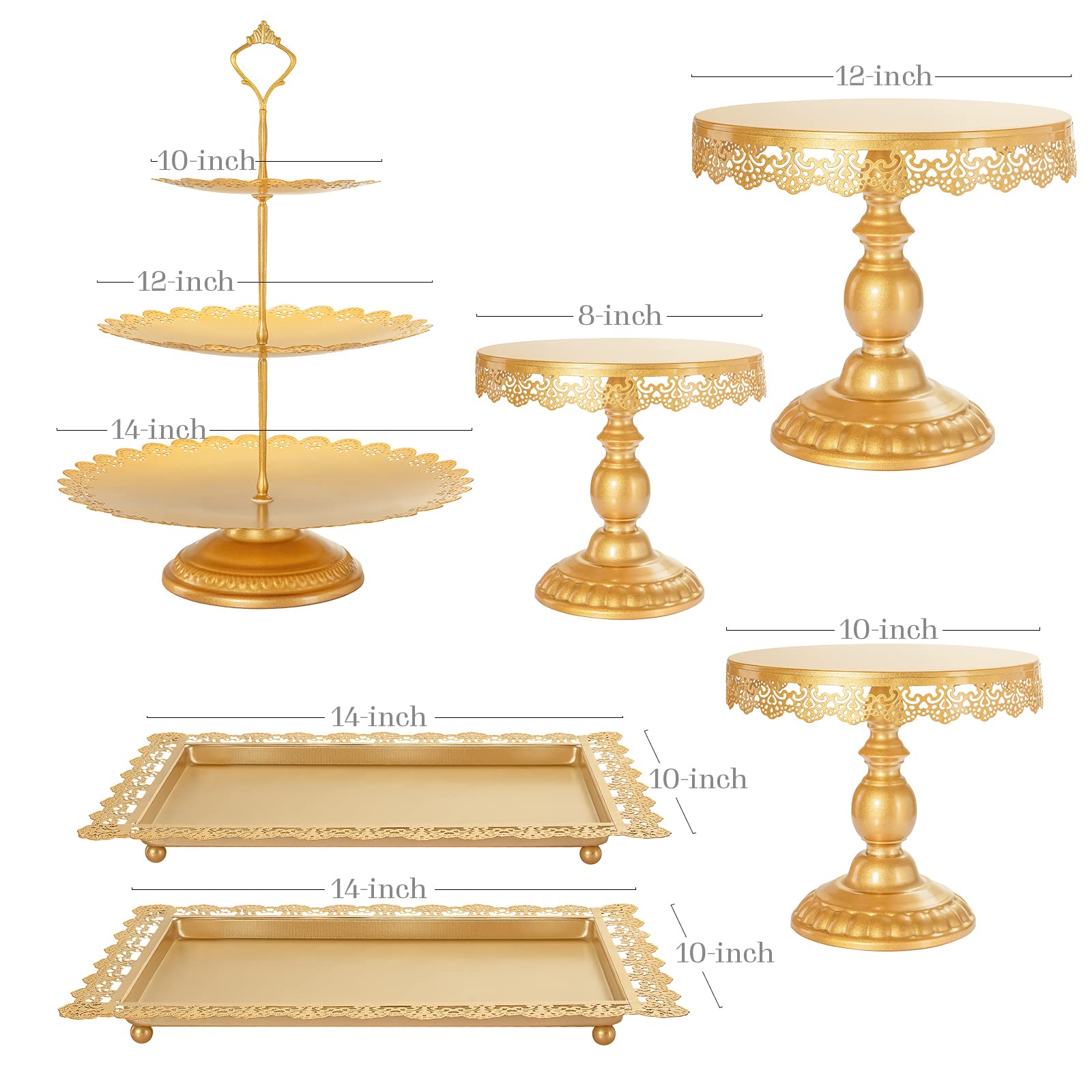 Gold Cake Stand Set, 6 Pcs Metal Antique-Inspired Cake Stands for Dessert Table Display Set with Cake Pop Stand, Cupcake Tower, Treats Candy Station for Baby Shower Birthday Party Decor