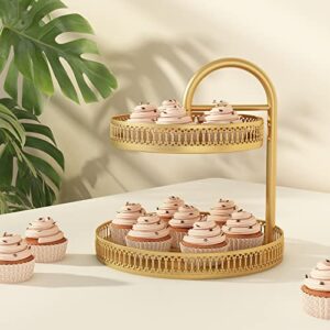 Vivevol 2 Tier Cupcake Stand, Gold Cake Stand for Dessert Table, Makeup Organizer for Vanity, Bathroom Organizer Countertop