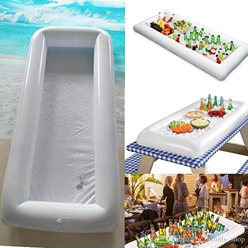 Inflatable Ice Serving Bar 1PCS with Drain Plug 53"*26"*4" Large Size Food Drink Containers Buffet Luau Cooler Salad Ice Tray BBQ Picnic Pool Party Supplies by CCINEE