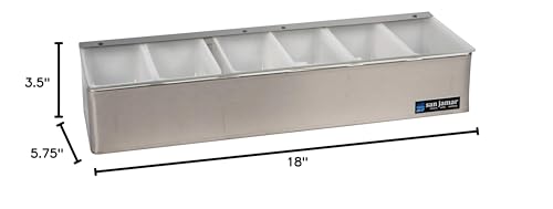 San Jamar Garnish Trays with Hinged Lid for Kitchen, Bar, And Restaurants, Stainless Steel, 18.5 X 6.5 X 4 Inches, Silver