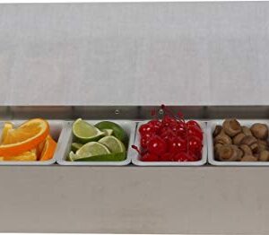 San Jamar Garnish Trays with Hinged Lid for Kitchen, Bar, And Restaurants, Stainless Steel, 18.5 X 6.5 X 4 Inches, Silver