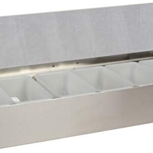 San Jamar Garnish Trays with Hinged Lid for Kitchen, Bar, And Restaurants, Stainless Steel, 18.5 X 6.5 X 4 Inches, Silver