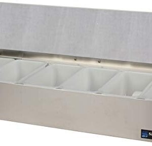 San Jamar Garnish Trays with Hinged Lid for Kitchen, Bar, And Restaurants, Stainless Steel, 18.5 X 6.5 X 4 Inches, Silver