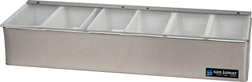 San Jamar Garnish Trays with Hinged Lid for Kitchen, Bar, And Restaurants, Stainless Steel, 18.5 X 6.5 X 4 Inches, Silver