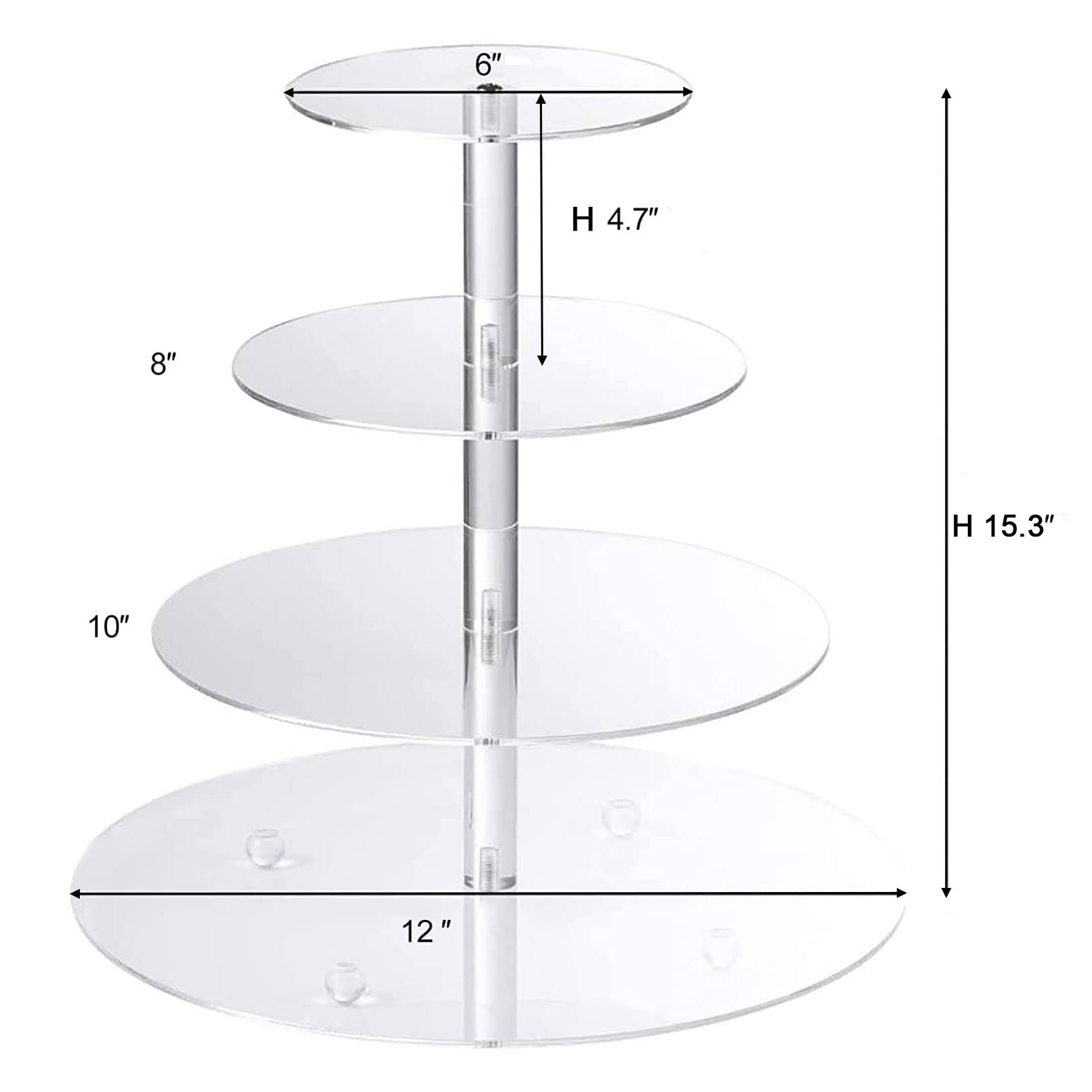 Cupcake Stand, 4 Tier Acrylic Cupcake Display Stand Clear Cupcake Holder Round Pastry Dessert Tower for Wedding Birthday Cady Bar Party Décor Baby Shower Theme Parties