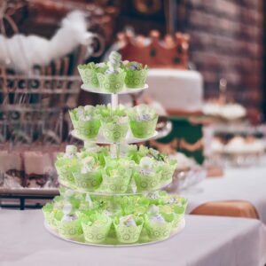 Cupcake Stand, 4 Tier Acrylic Cupcake Display Stand Clear Cupcake Holder Round Pastry Dessert Tower for Wedding Birthday Cady Bar Party Décor Baby Shower Theme Parties