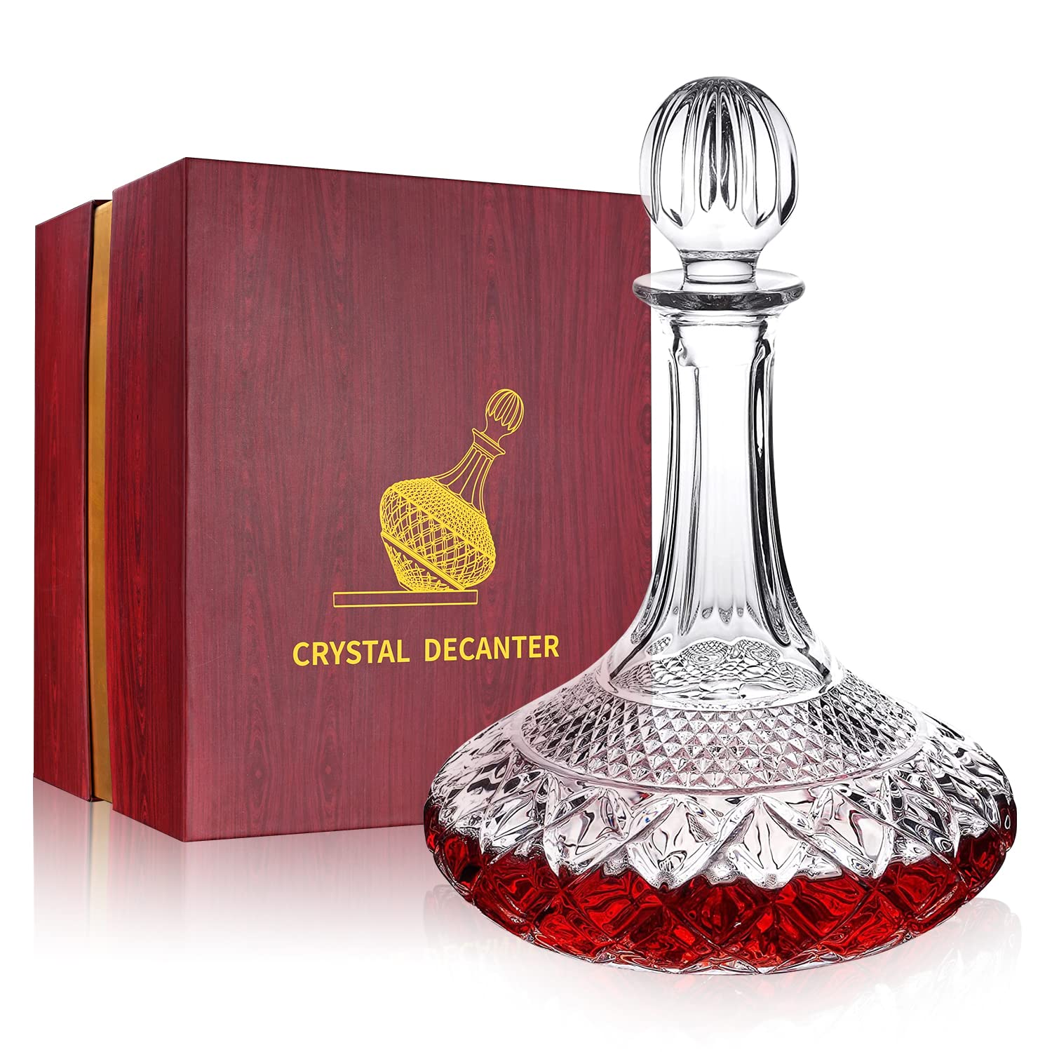 Paysky 50oz Wine Decanter Crystal Bottle for Wine with Stopper- Top Red Wine Decanter Carafe Bottle with Luxury Box .Elegant Gift for Men/Women