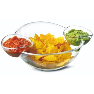 Nymamypee Chip and Dip Serving Set, Double Dip Bowl, Perfect for Chips and Dip, Vegetables and Snacks, Food Server Bowl for Parties, Entertaining