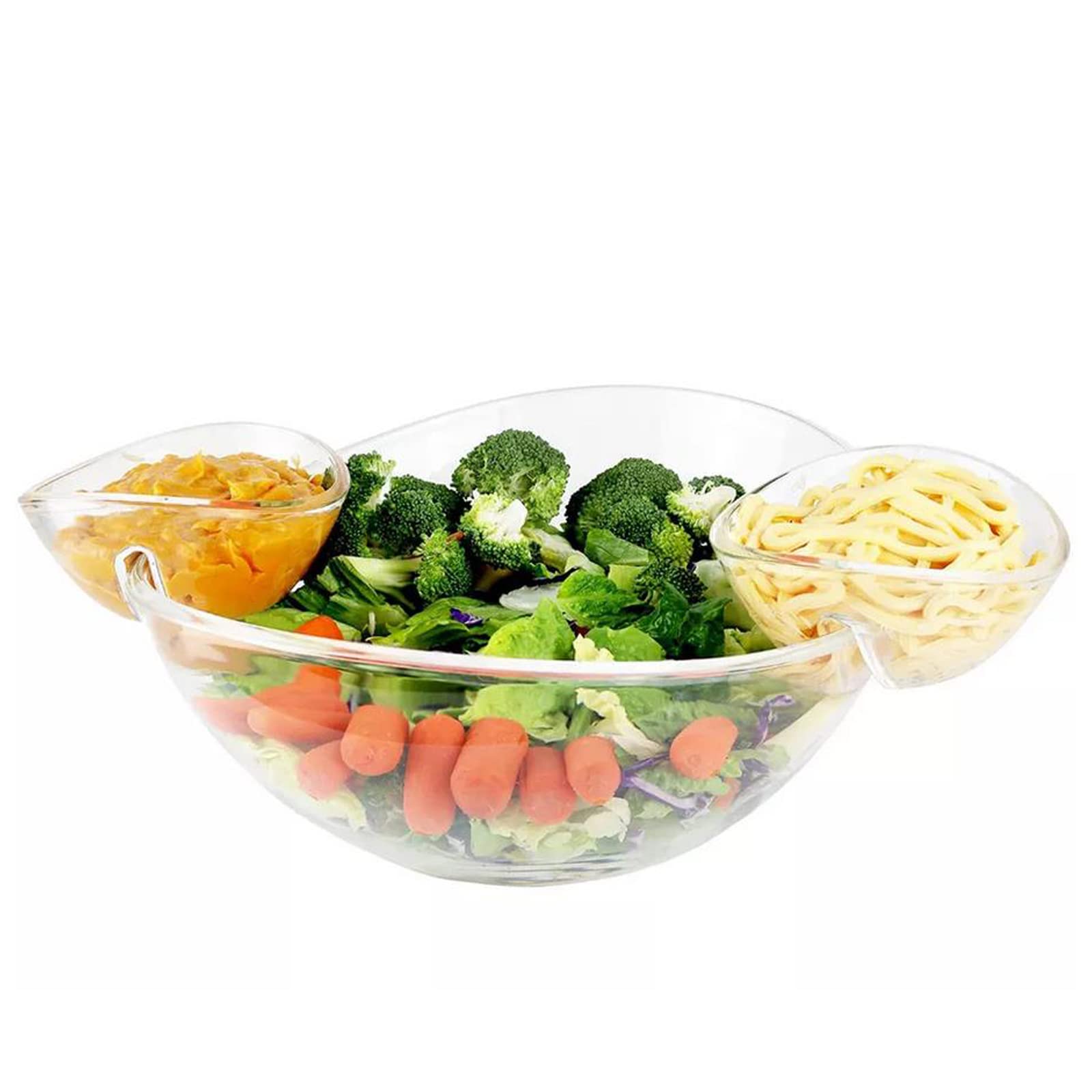 Nymamypee Chip and Dip Serving Set, Double Dip Bowl, Perfect for Chips and Dip, Vegetables and Snacks, Food Server Bowl for Parties, Entertaining