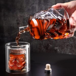 Whiskey Decanter Transparent Creative Flask Carafe, Whiskey Carafe for Wine, Vodka, Liquor, Scotch, 750ml Bourbon for Men