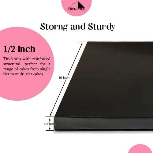 Cake Drum – 10 inch Cake Drum with Smooth Edges –Square Black Sturdy Cake Board for Single Cakes and Muti-Tiered Heavy Cakes –1 Pack– by Dreikanter