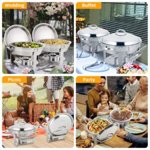 ROVSUN 5 Qt 4 Pack Chafing Dish Buffet Set,NSF Stainless Steel Round Chafers for Catering, Buffet Servers and Warmers Set with Lid Holder & Drip Tray for Wedding Party Banquet Graduation